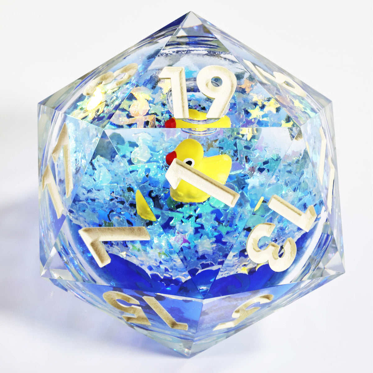 50mm Yellow Duck Liquid Core Huge D20 Dice D&D | Unique Dice