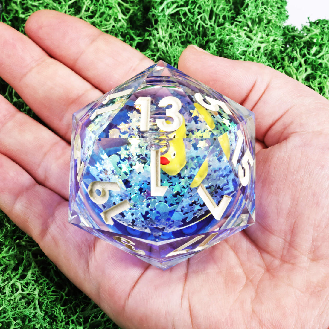 50mm Yellow Duck Liquid Core Huge D20 Dice D&D | Unique Dice