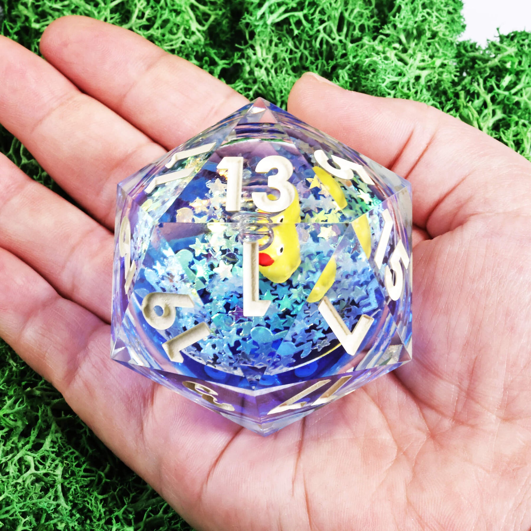 50mm Yellow Duck Liquid Core Huge D20 Dice D&D | Unique Dice