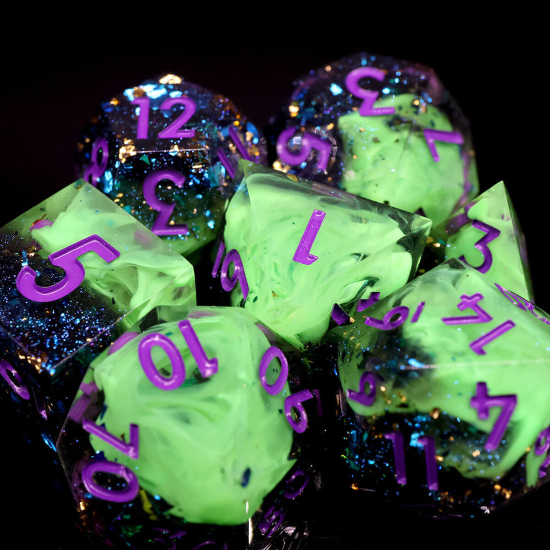 7-Piece Nobility Lady Sharp Edge DND Dice Set | Dice of Dragons