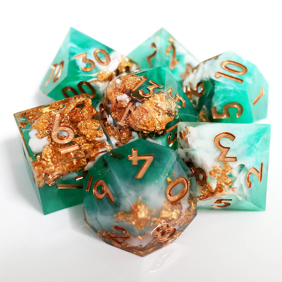 7 Pieces Resin Polyhedral DnD Dice Set - Windstorm | Dice of Dragons