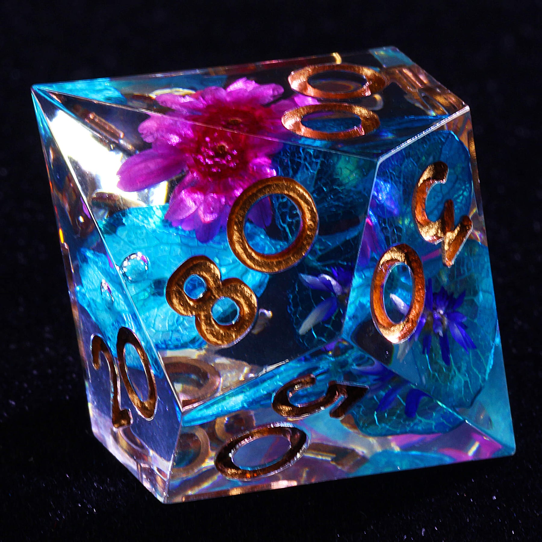 7 Polyhedral Resin D&D Dice Sets Flower