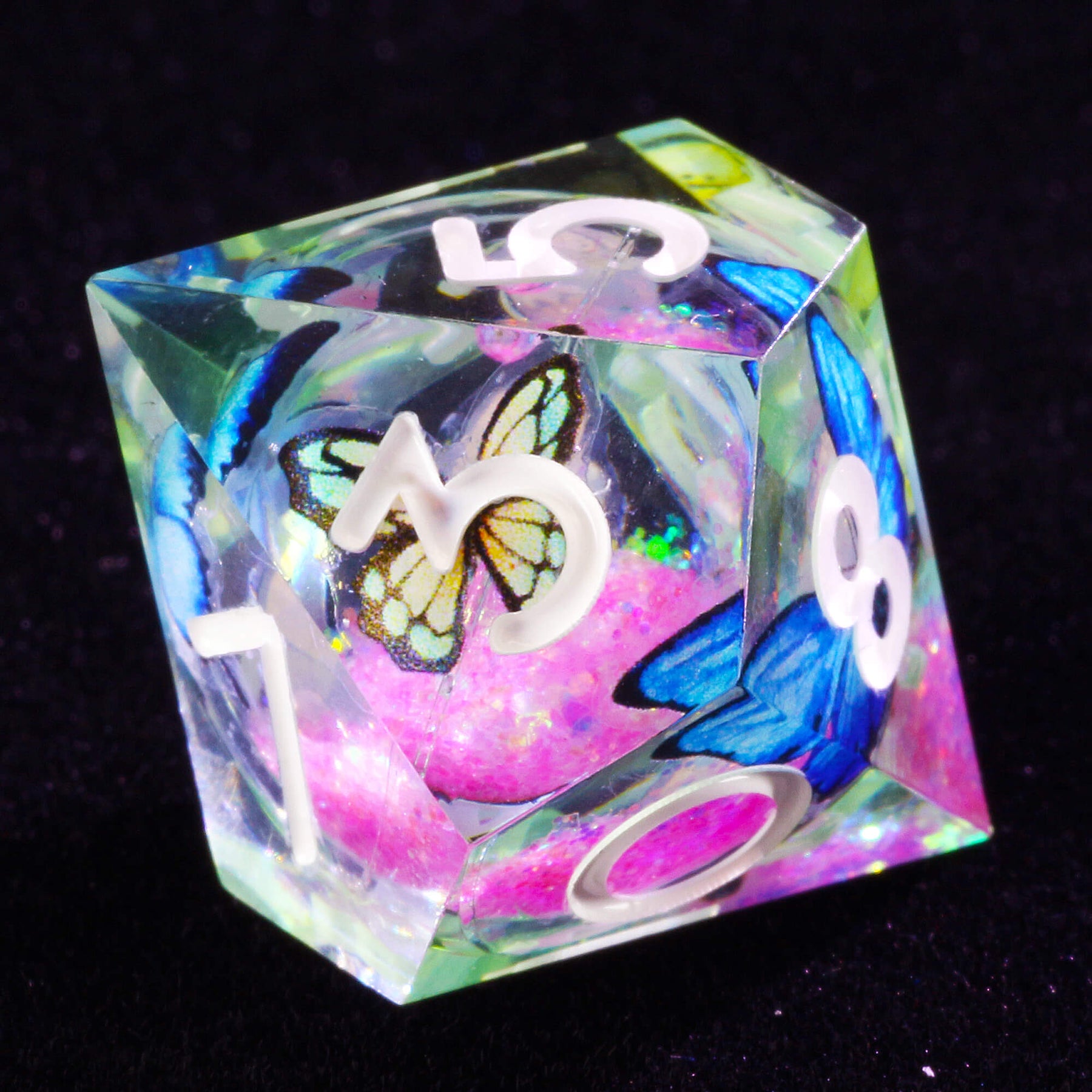 7 Resin Liquid Core Set of Dice D&D Butterfly | Unique RPG Dice