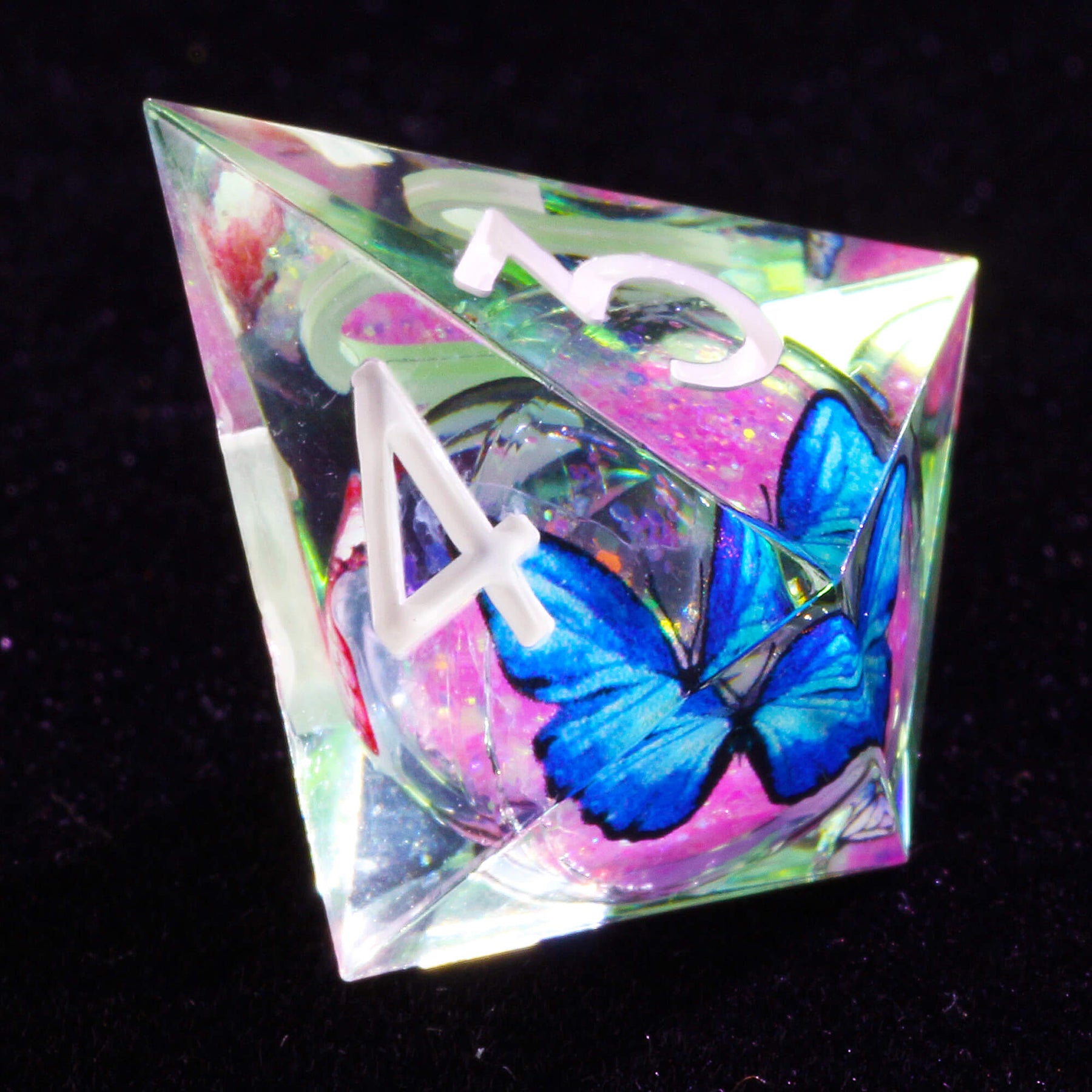7 Resin Liquid Core Set of Dice D&D Butterfly | Unique RPG Dice