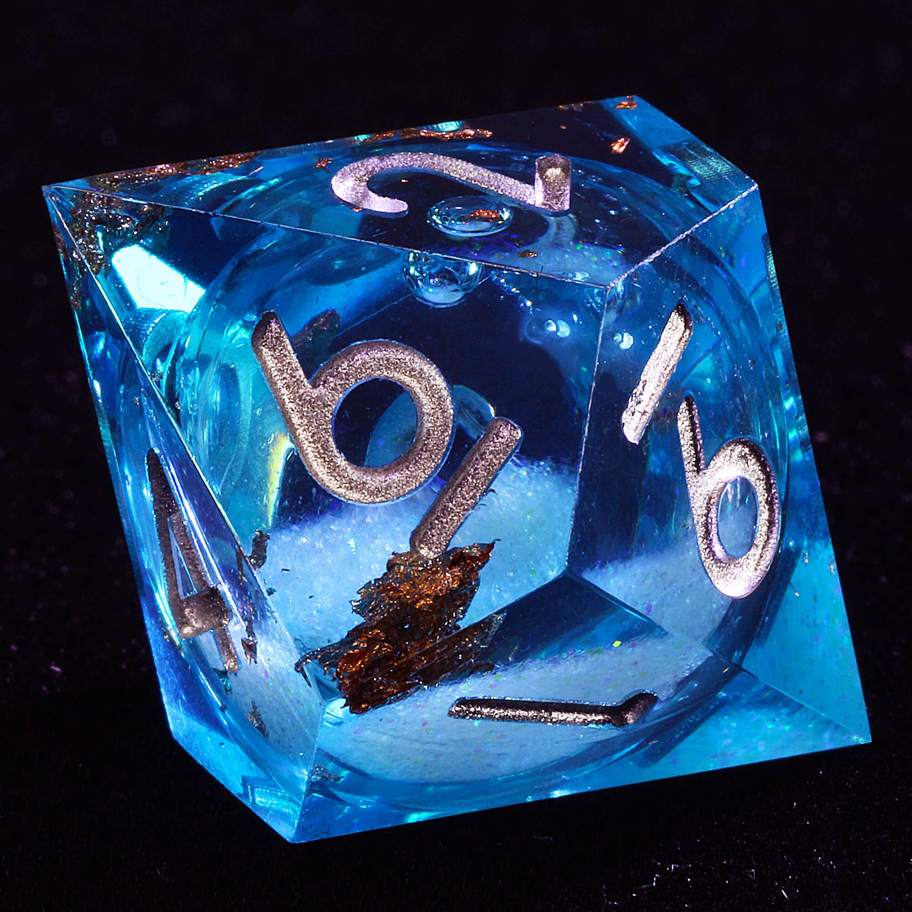 7 Polyhedral Resin Liquid Core DD Dice Set Blue