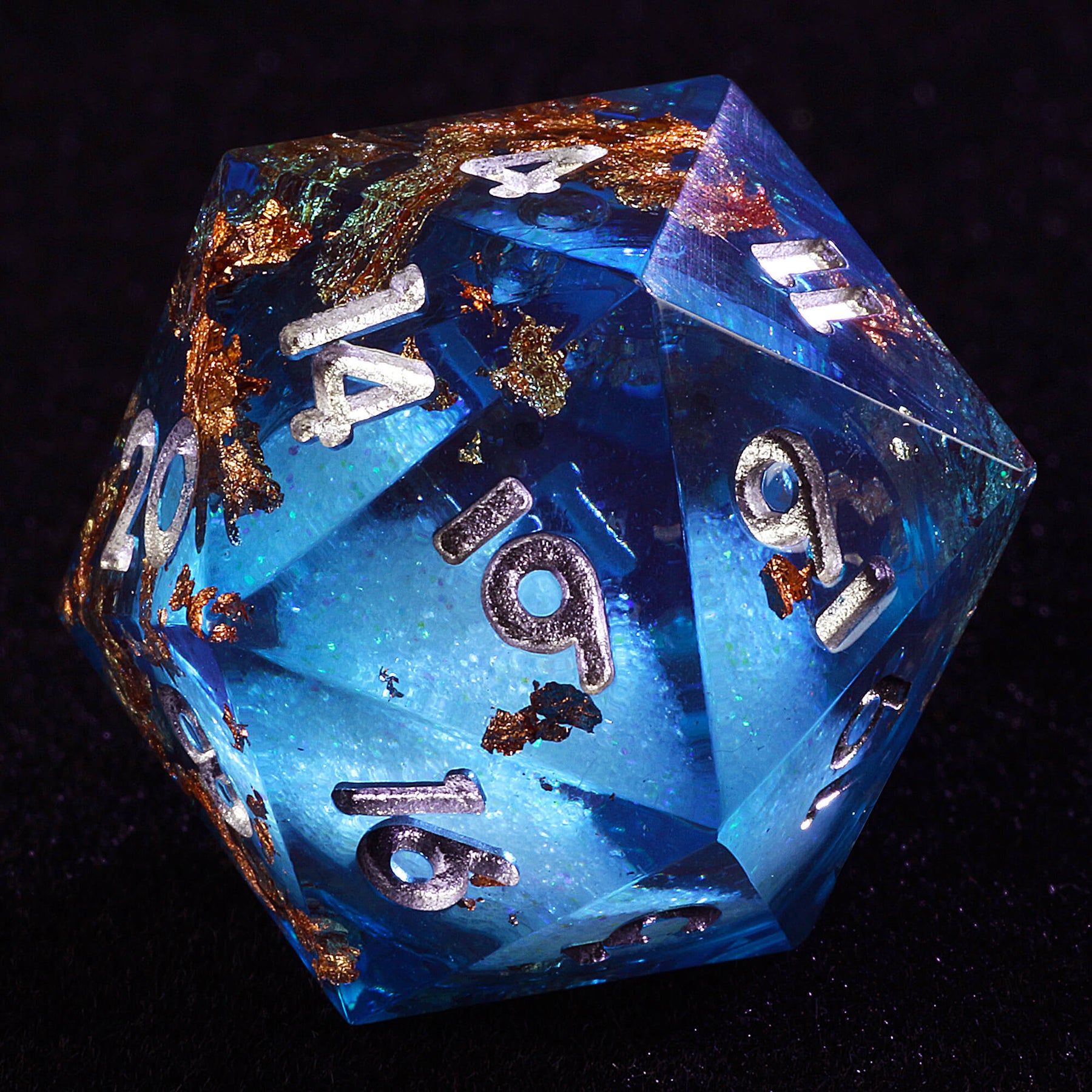 7 Polyhedral Resin Liquid Core DD Dice Set Blue