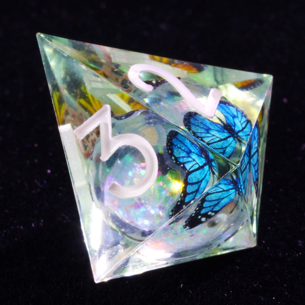 7 Polyhedral Resin Liquid Core DD Dice Set Butterfly | D&D Dice