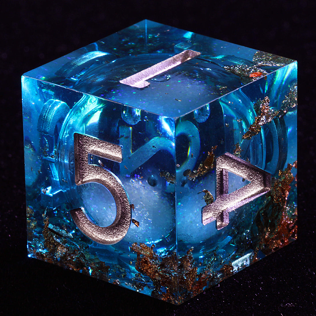 7 Polyhedral Resin Liquid Core DD Dice Set Blue