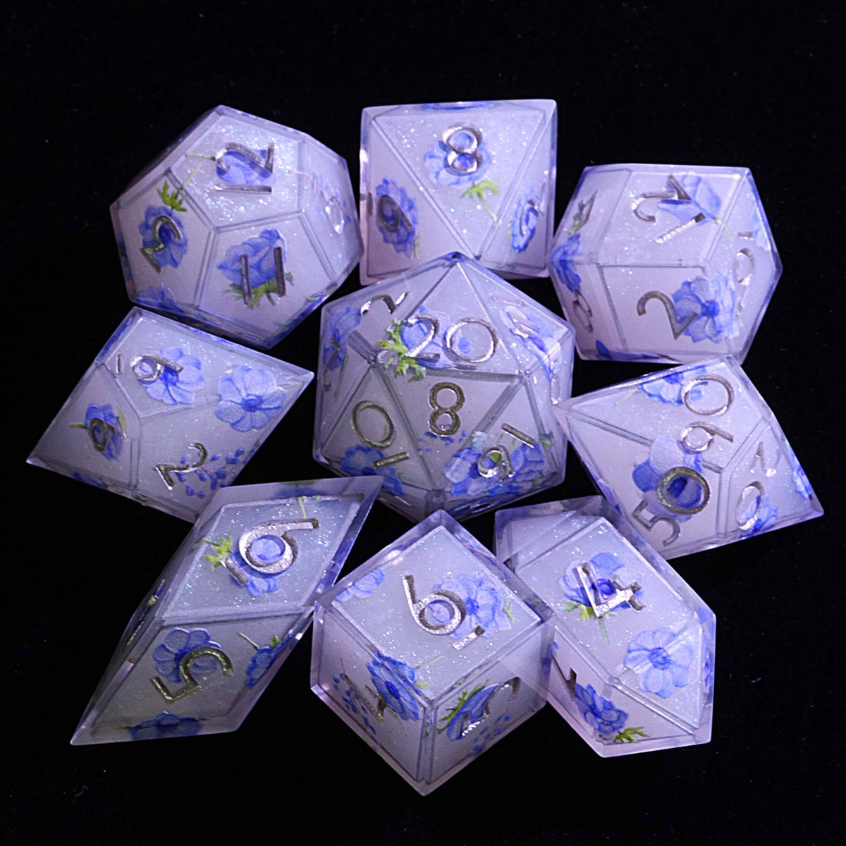 D&D Fairy Garden Dice - 9pc Moonlight Polyhedral Set