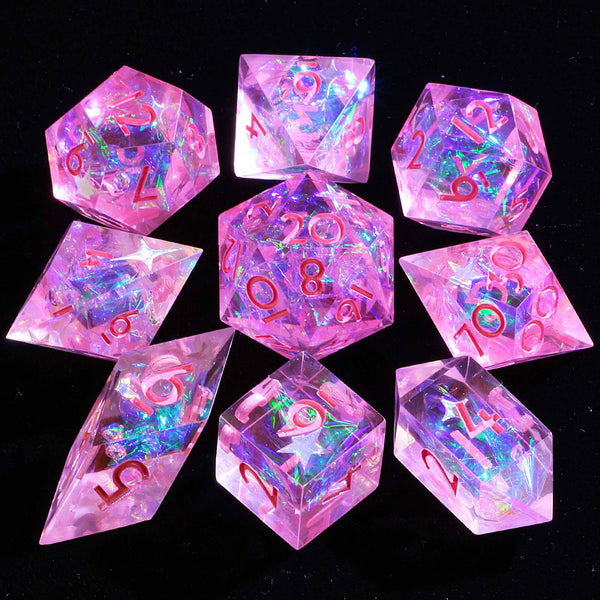 D&D Pink Stardust Dice - 9pc Dream Polyhedral Set