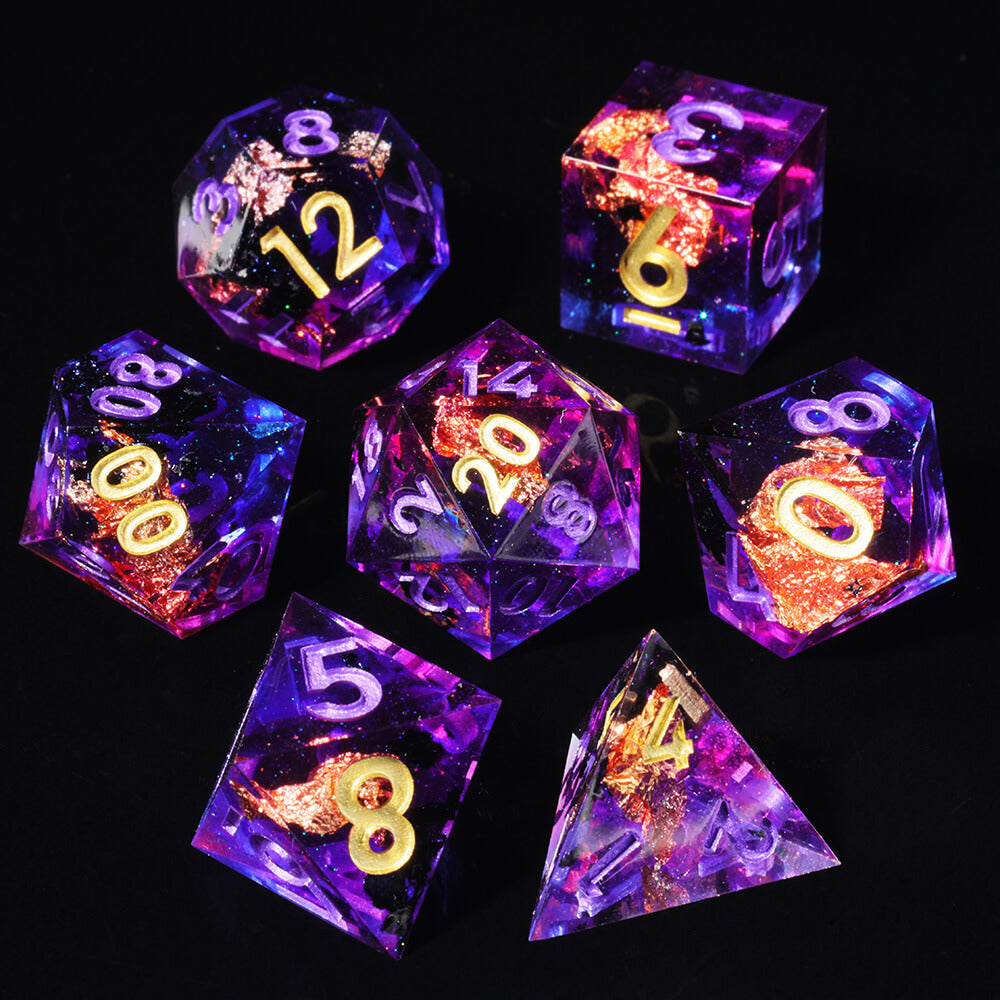 Amethyst Resin Polyhedral Awesome Dice Sets D&D | Dice of Dragons
