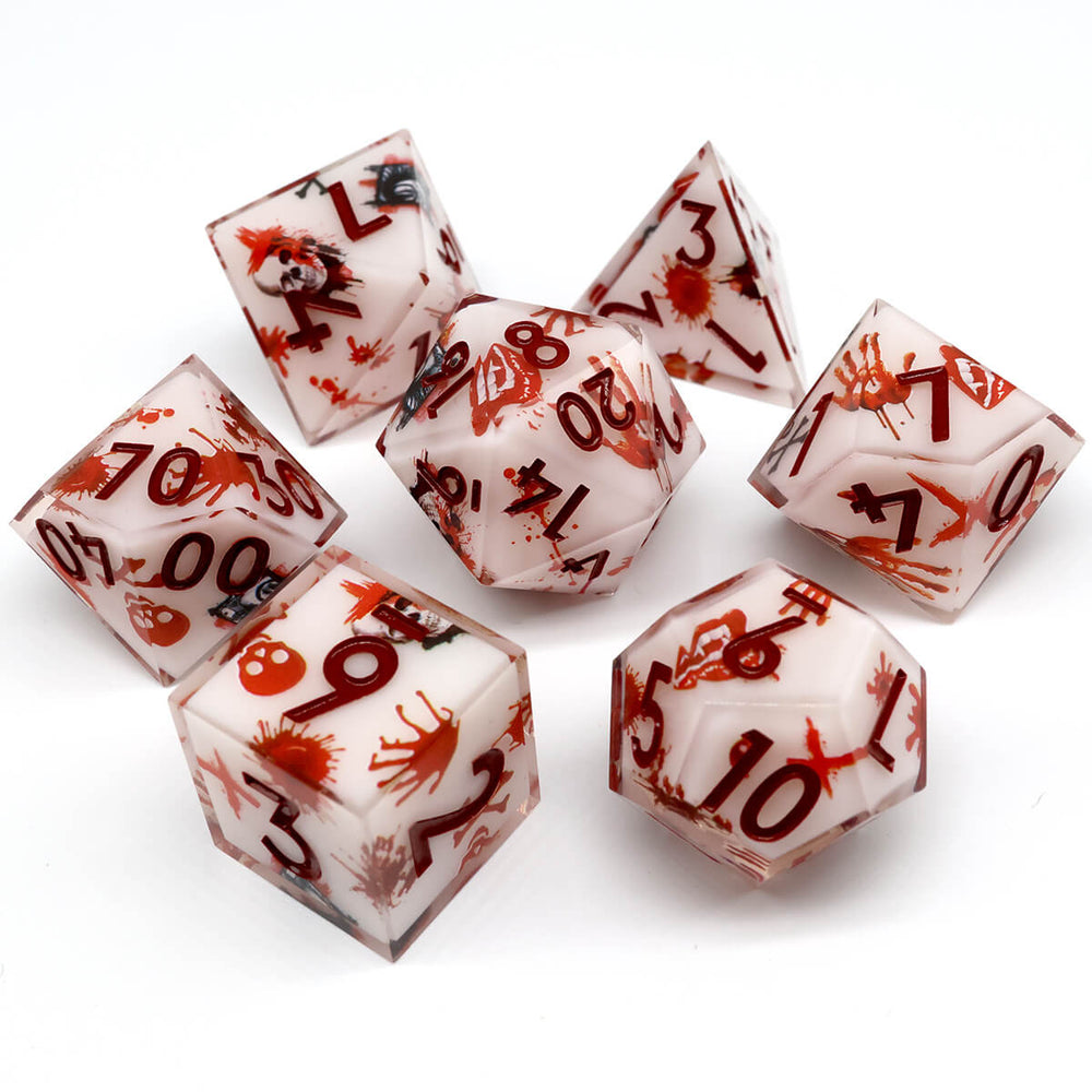 Blood Handprint DND Dice Set - 7 Pieces | Dice of Dragons