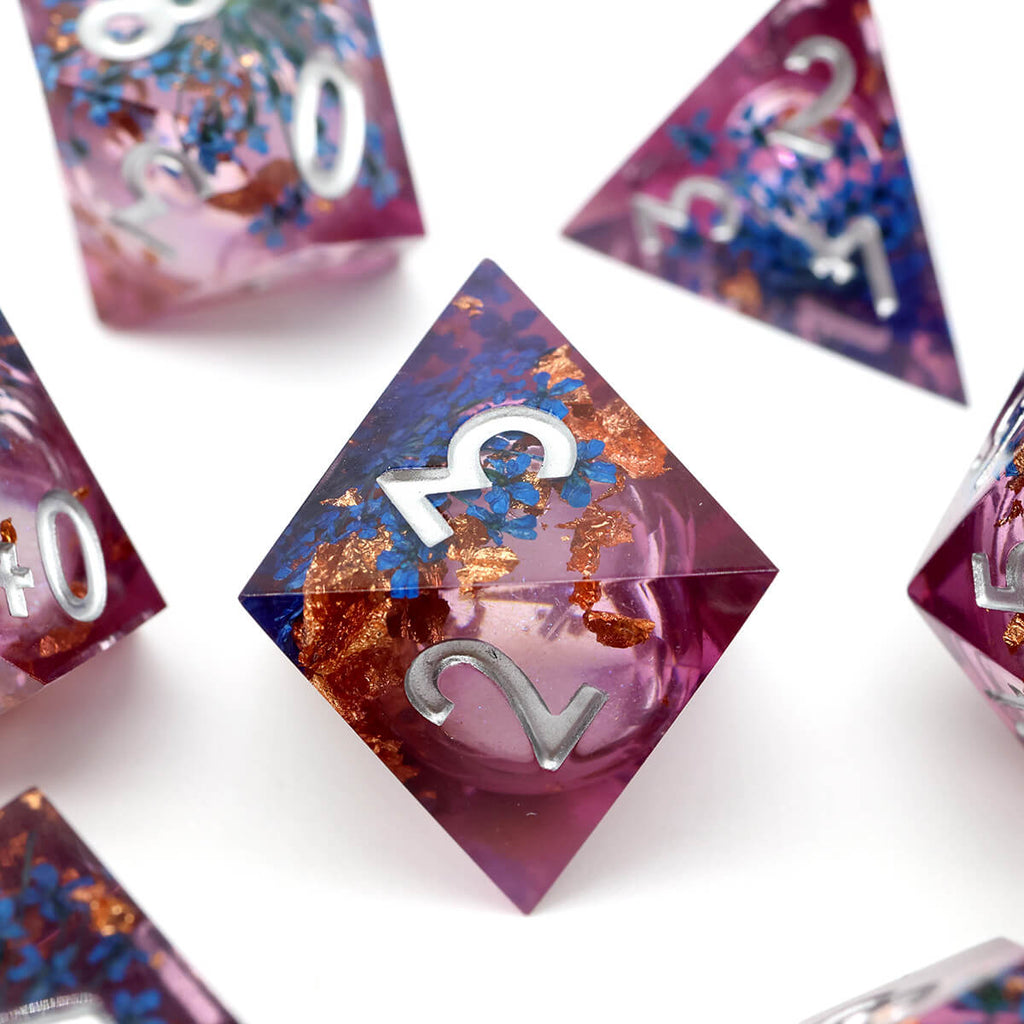 7-Piece Sharp Edge Liquid Core DND Dice Set | Dice of Dragons
