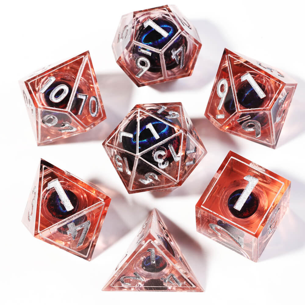 Fire Blue Dragon Eye D&D Dice Set | Dice of Dragons