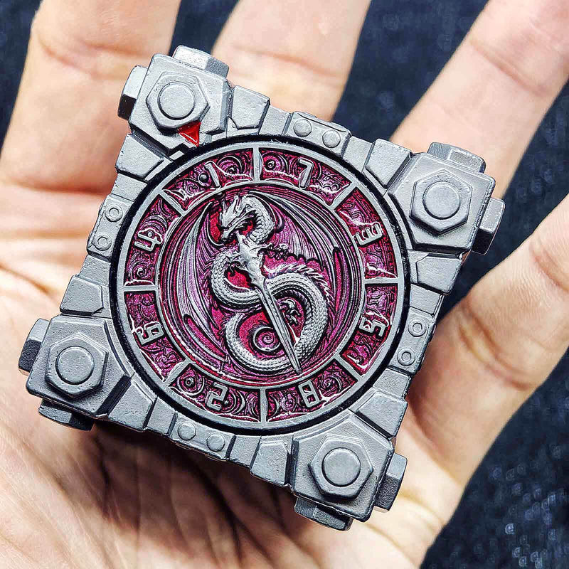 Dragon Angel Skull Metal Dice - 7-in-1 Rotating D&D Cube