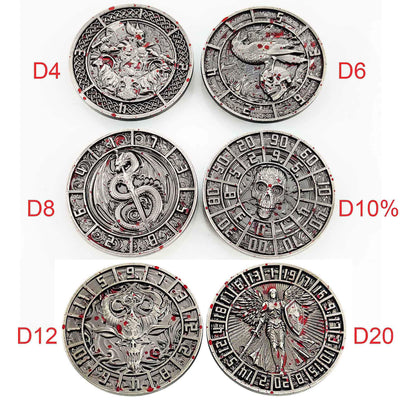 Dragon Angel Skull Metal Dice - 7-in-1 Rotating D&D Cube
