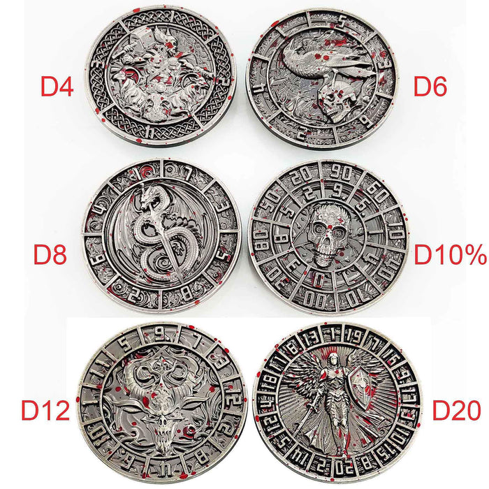 Dragon Angel Skull Metal Dice - 7-in-1 Rotating D&D Cube