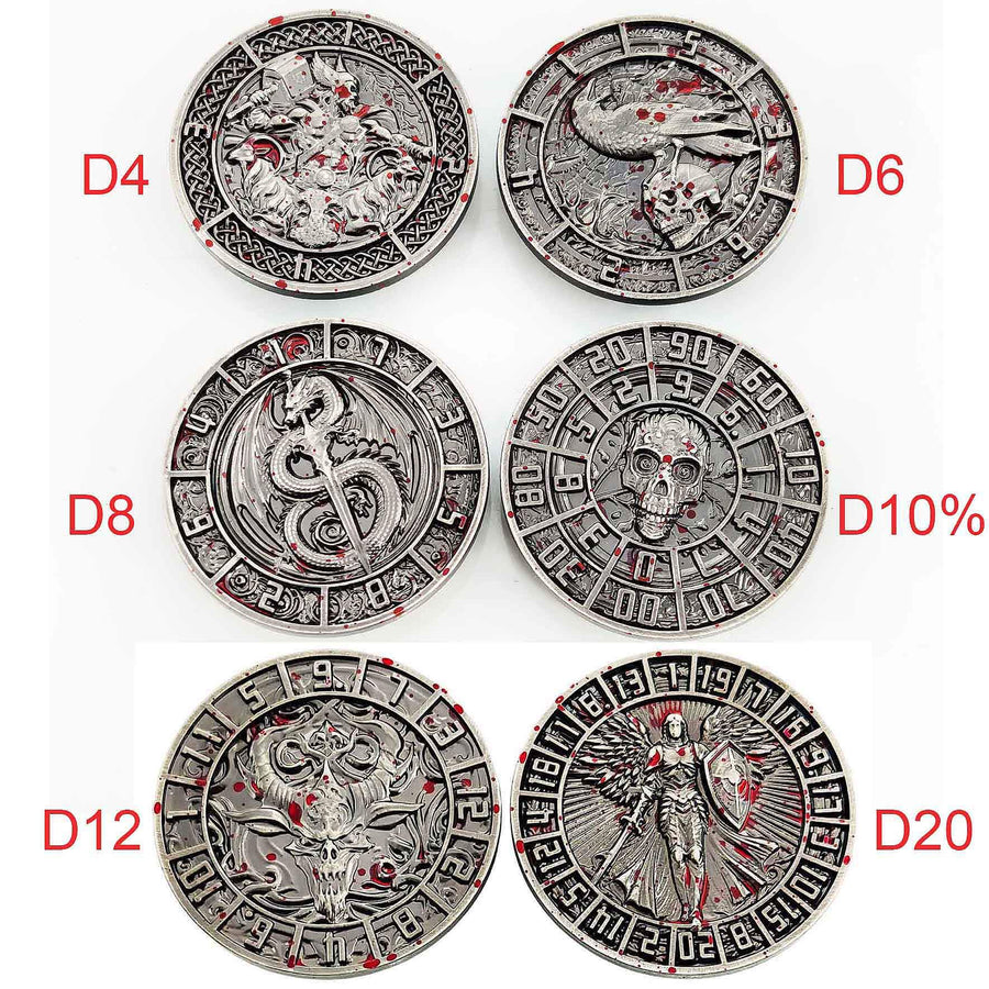 Dragon Angel Skull Metal Dice - 7-in-1 Rotating D&D Cube