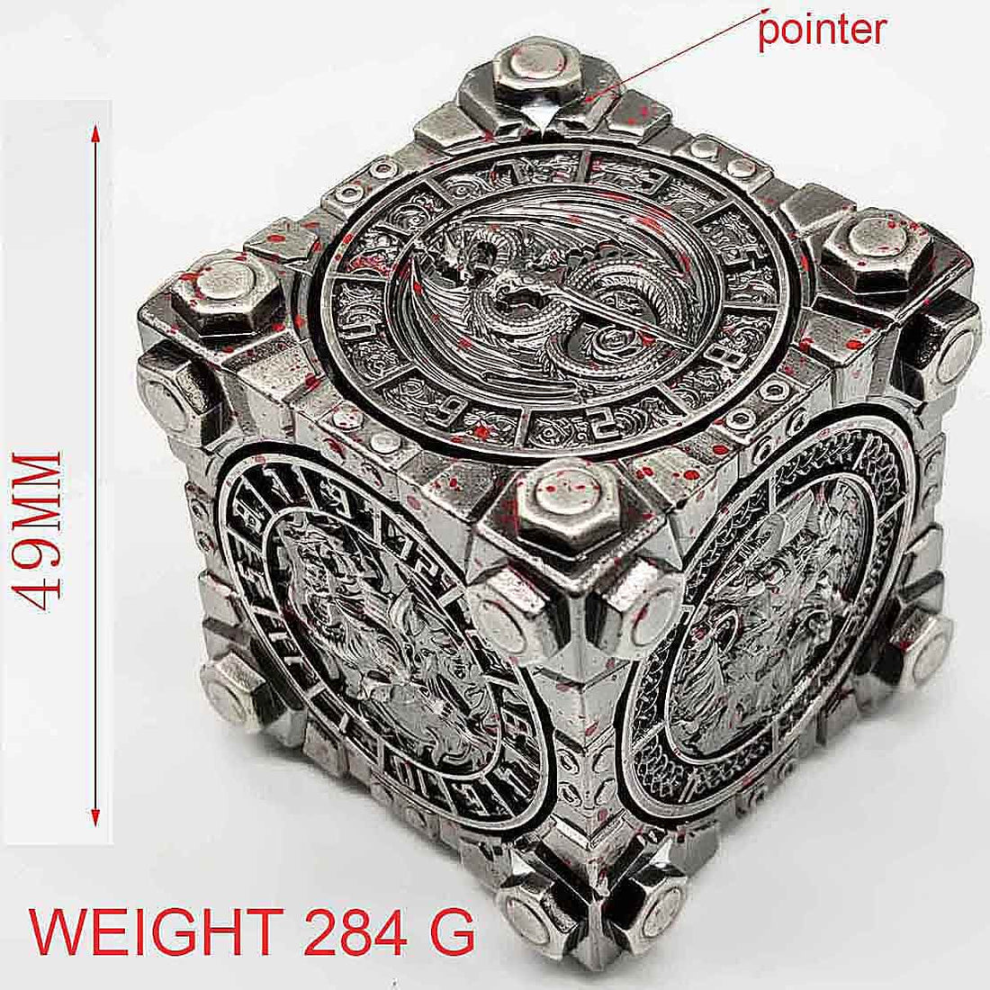 Dragon Angel Skull Metal Dice - 7-in-1 Rotating D&D Cube