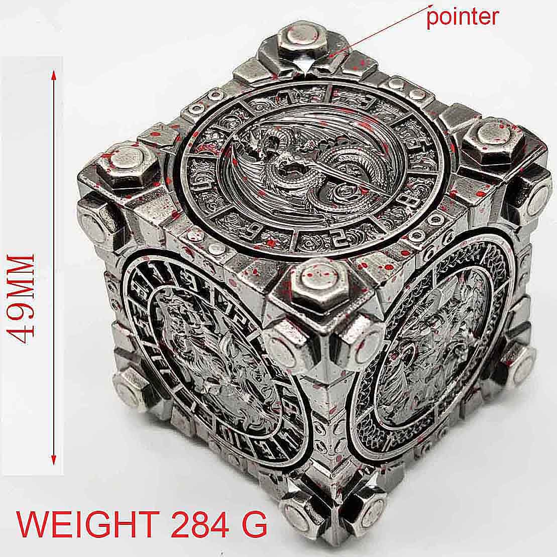 Dragon Angel Skull Metal Dice - 7-in-1 Rotating D&D Cube