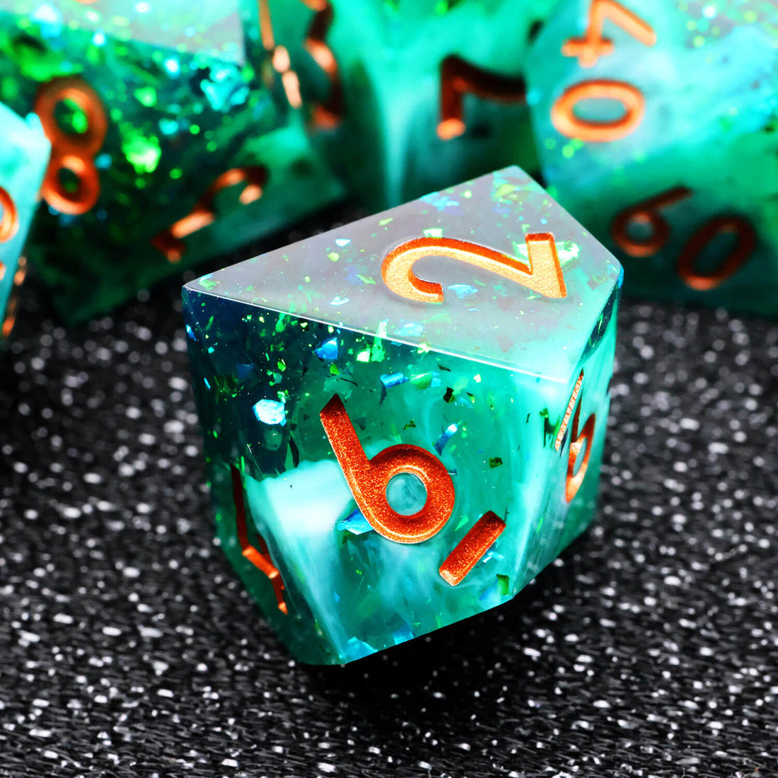 Green Forest Handmade Polyhedral DnD Dice Set | Eco-Friendly RPG Dice