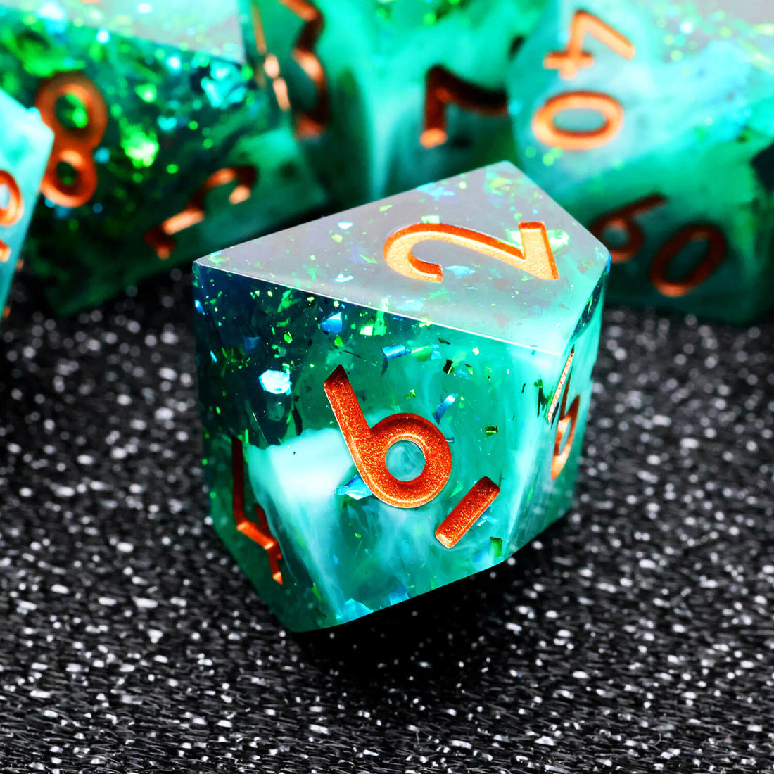 Green Forest Handmade Polyhedral DnD Dice Set | Eco-Friendly RPG Dice