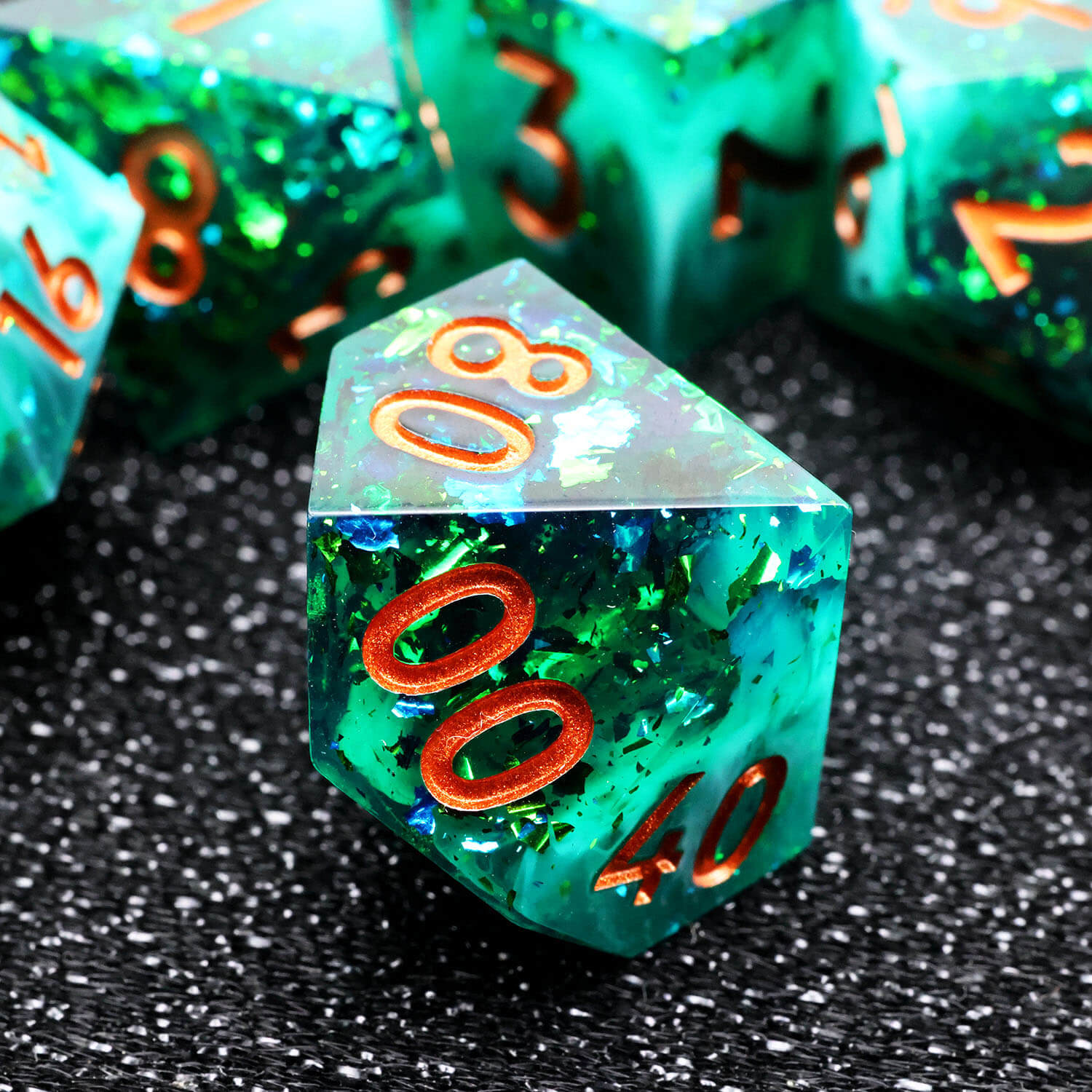 Green Forest Handmade Polyhedral DnD Dice Set | Eco-Friendly RPG Dice