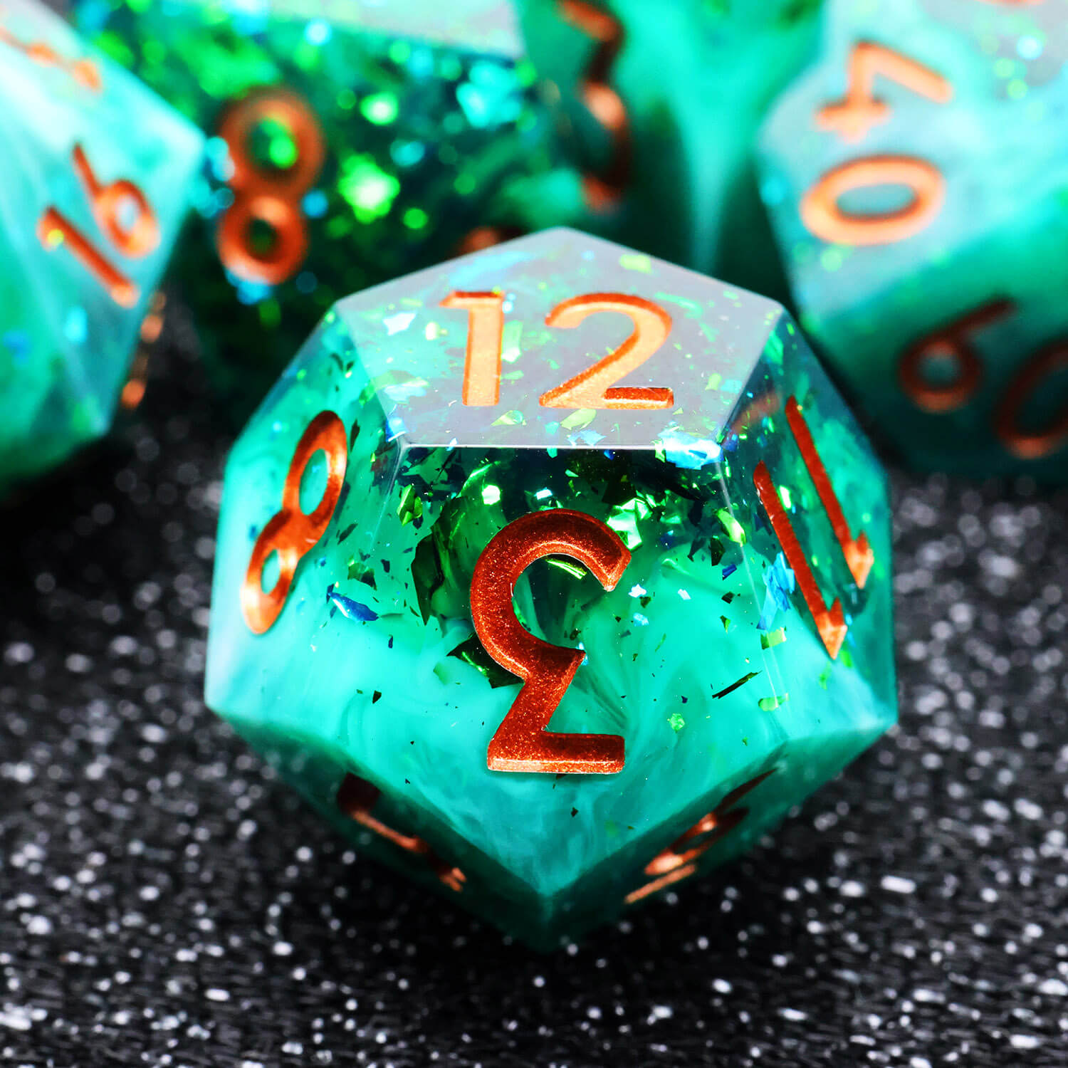Green Forest Handmade Polyhedral DnD Dice Set | Eco-Friendly RPG Dice