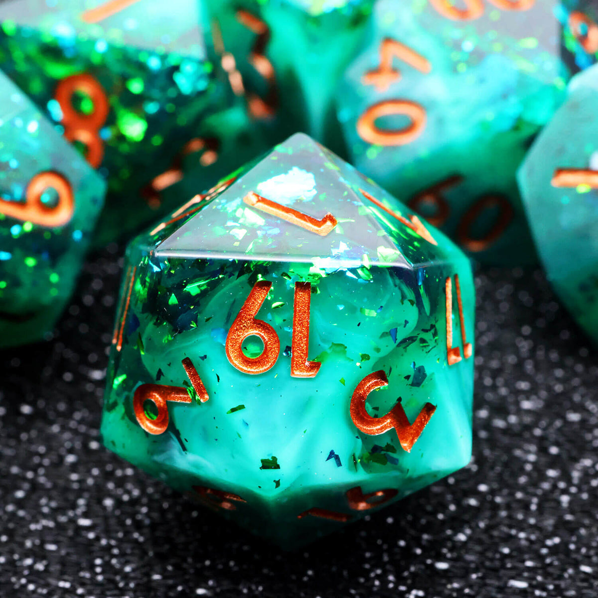 Green Forest Handmade Polyhedral DnD Dice Set | Eco-Friendly RPG Dice