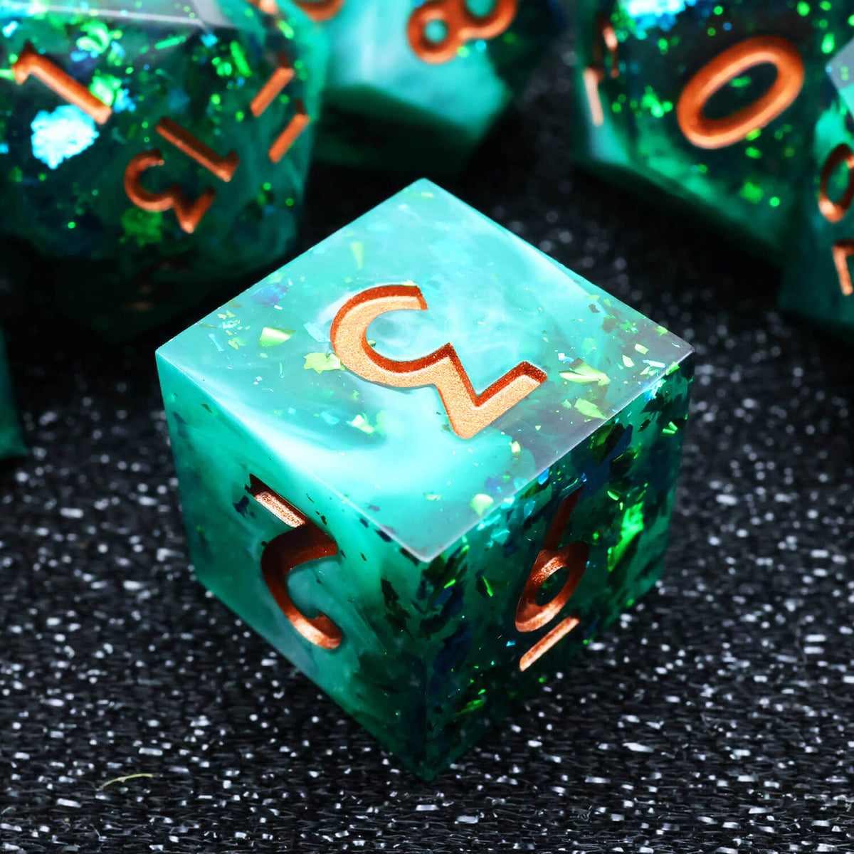 Green Forest Handmade Polyhedral DnD Dice Set | Eco-Friendly RPG Dice