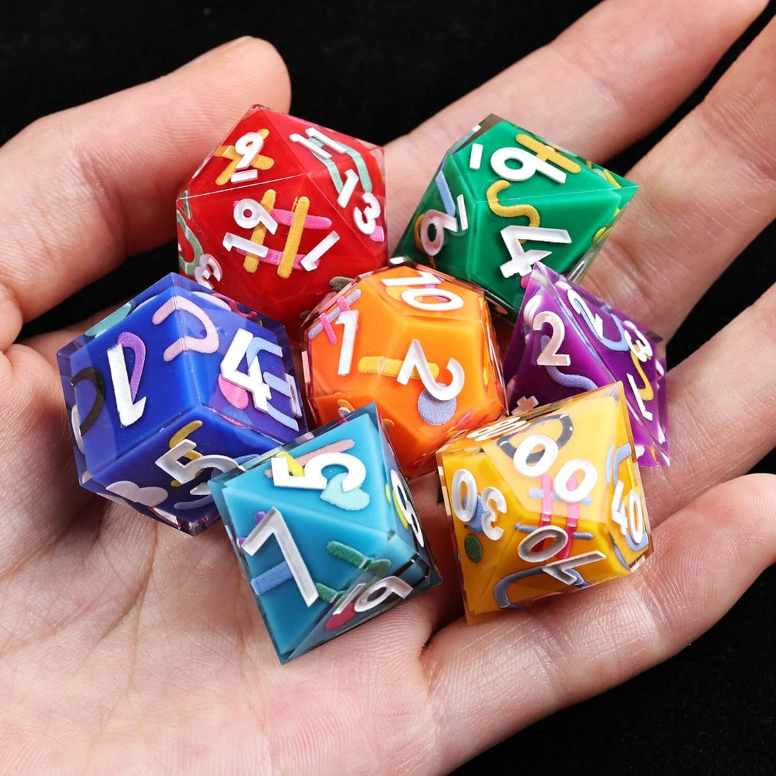 Iconic Rainbow D&D Dice Set - 7 Pieces | Dice of Dragons