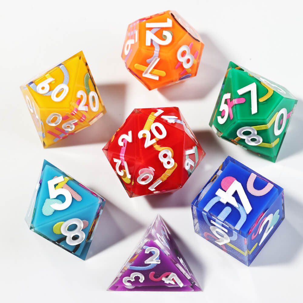 Iconic Rainbow D&D Dice Set - 7 Pieces | Dice of Dragons