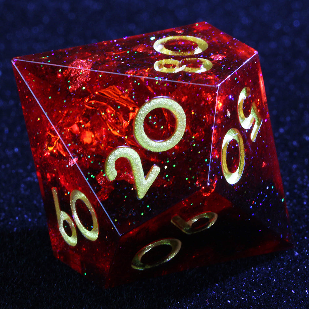 Polyhedral Cool Dice Set D and D Gold Paper Red