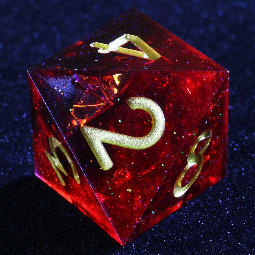Polyhedral Cool Dice Set D and D Gold Paper Red