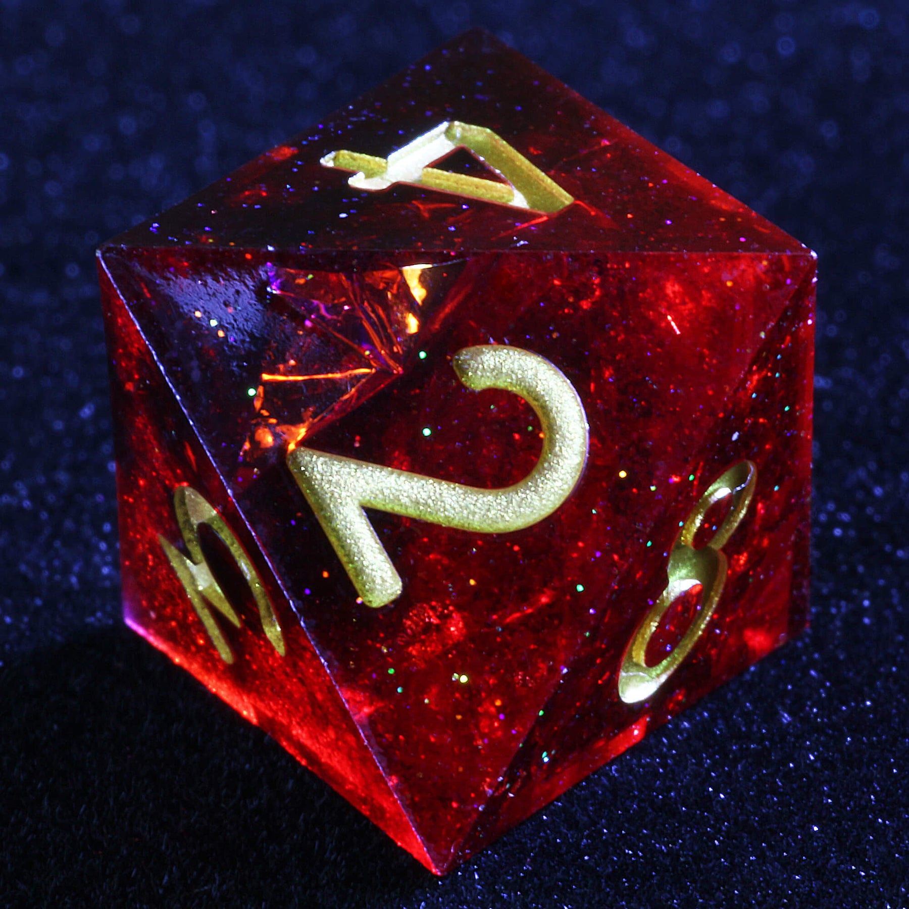 Polyhedral Cool Dice Set D and D Gold Paper Red
