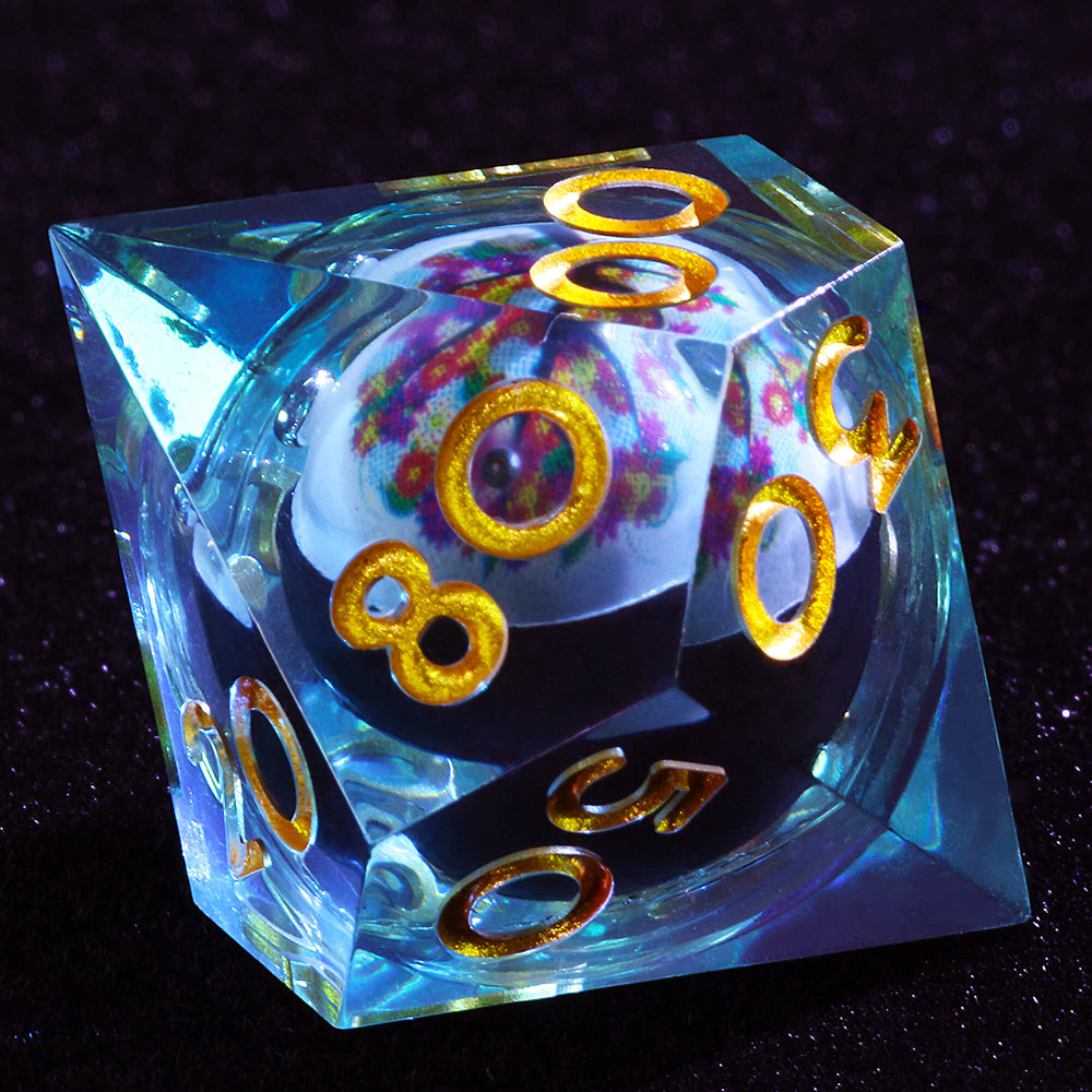 Polyhedral Cool Flower Tree Liquid Core Dice Set DnD