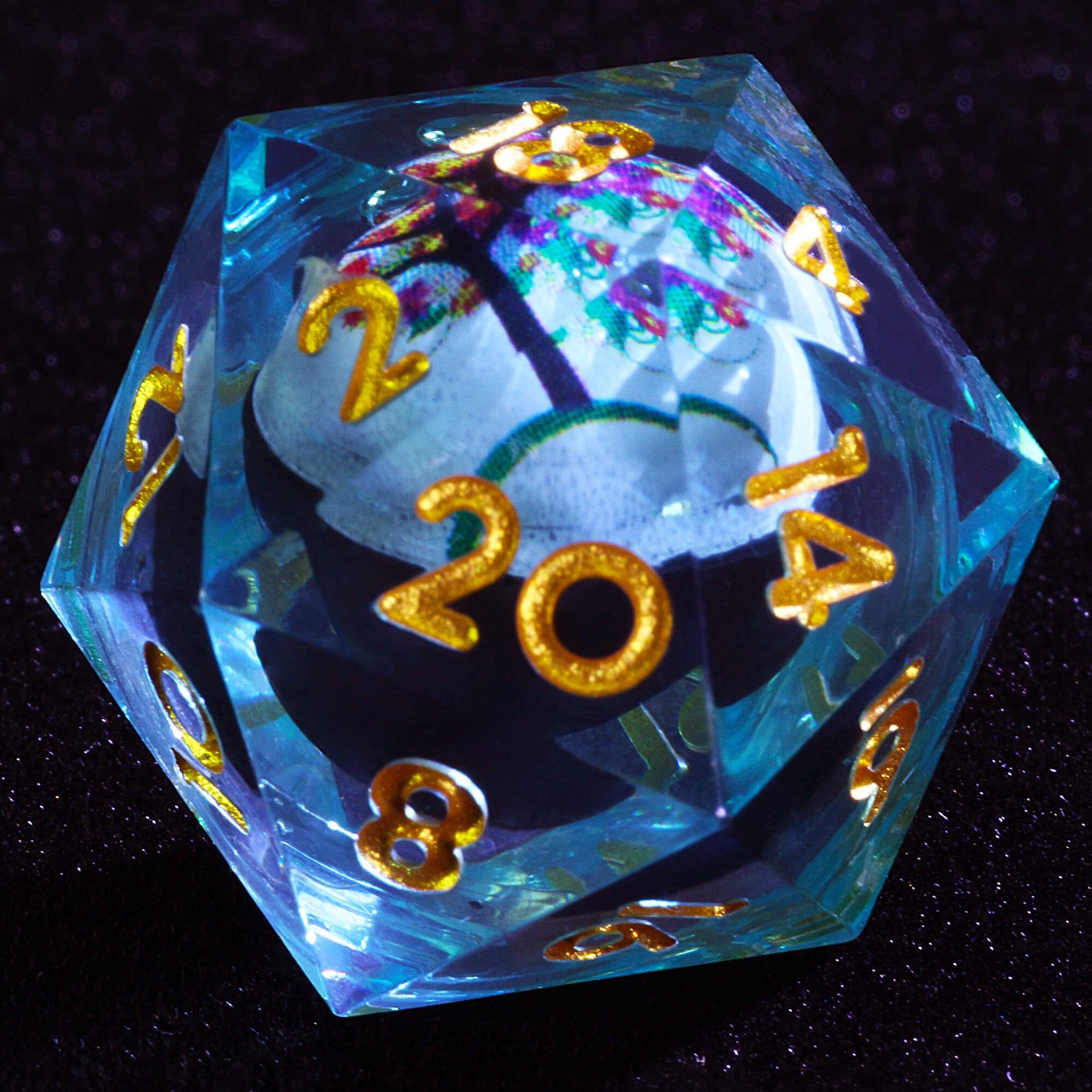 Polyhedral Cool Flower Tree Liquid Core Dice Set DnD