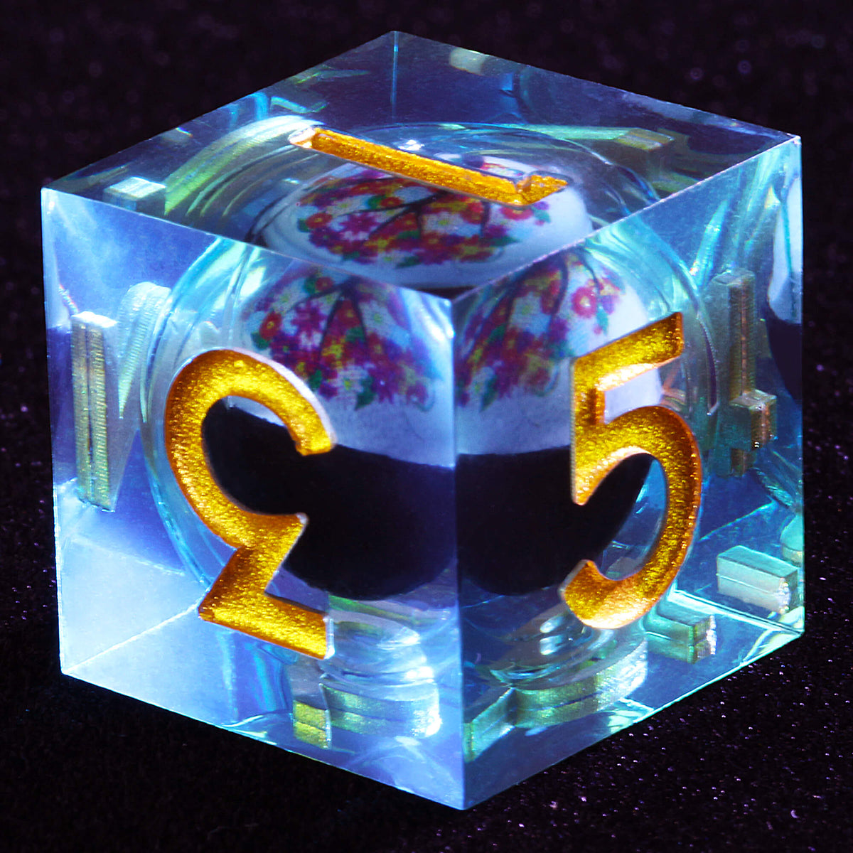 Polyhedral Cool Flower Tree Liquid Core Dice Set DnD