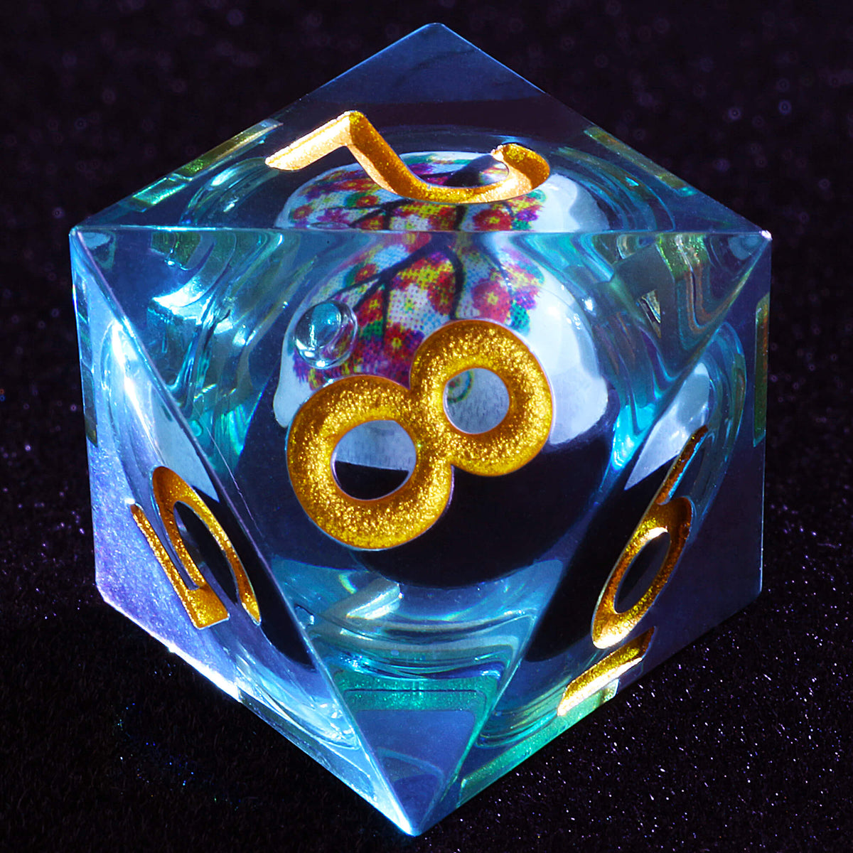 Polyhedral Cool Flower Tree Liquid Core Dice Set DnD