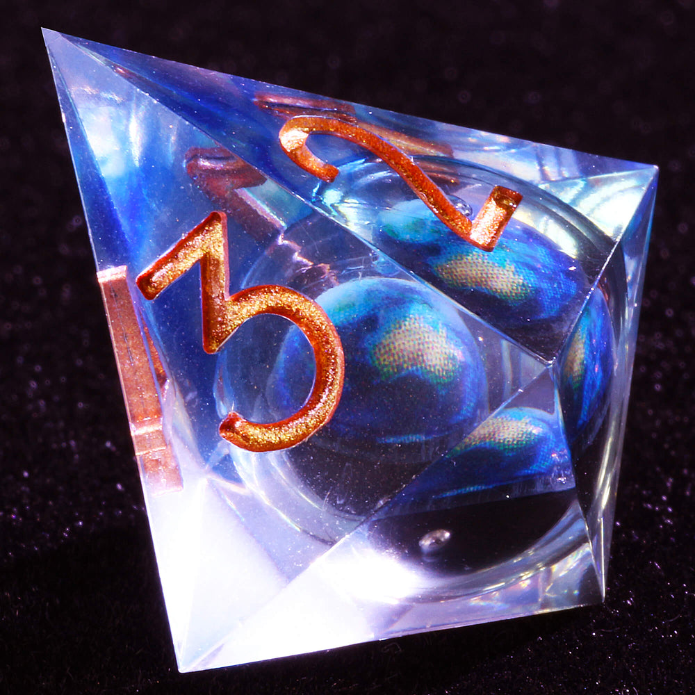 Polyhedral Cool Liquid Core DnD Set of Dice Globe