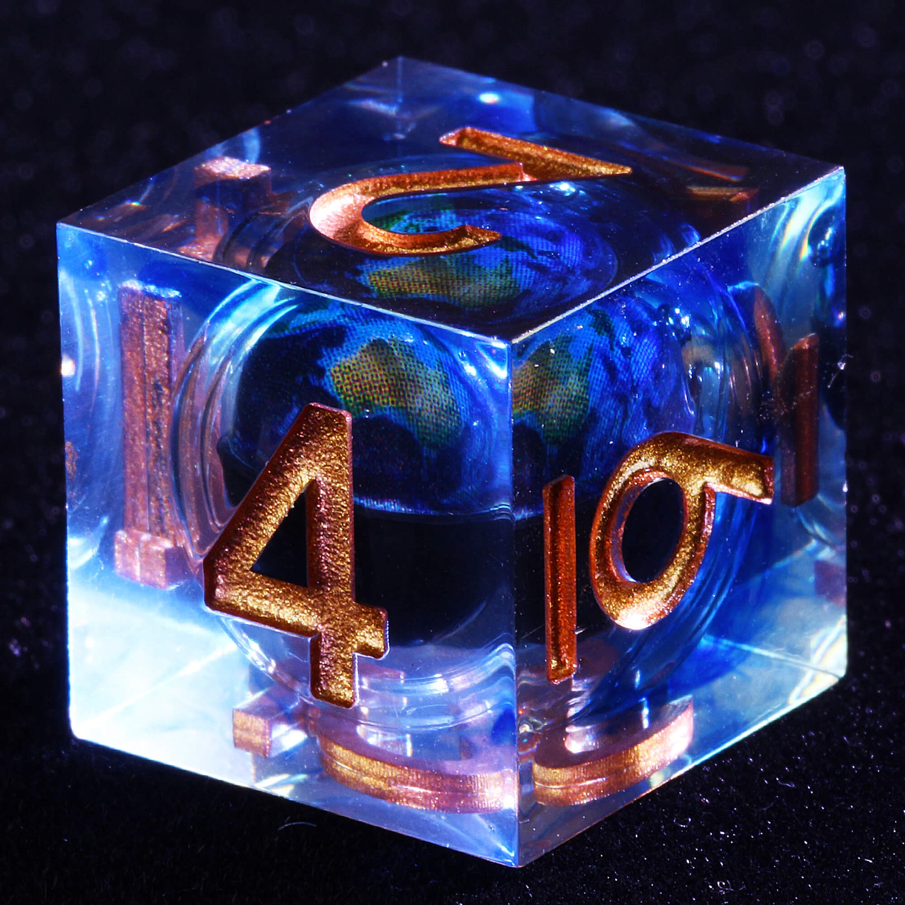 Polyhedral Cool Liquid Core DnD Set of Dice Globe