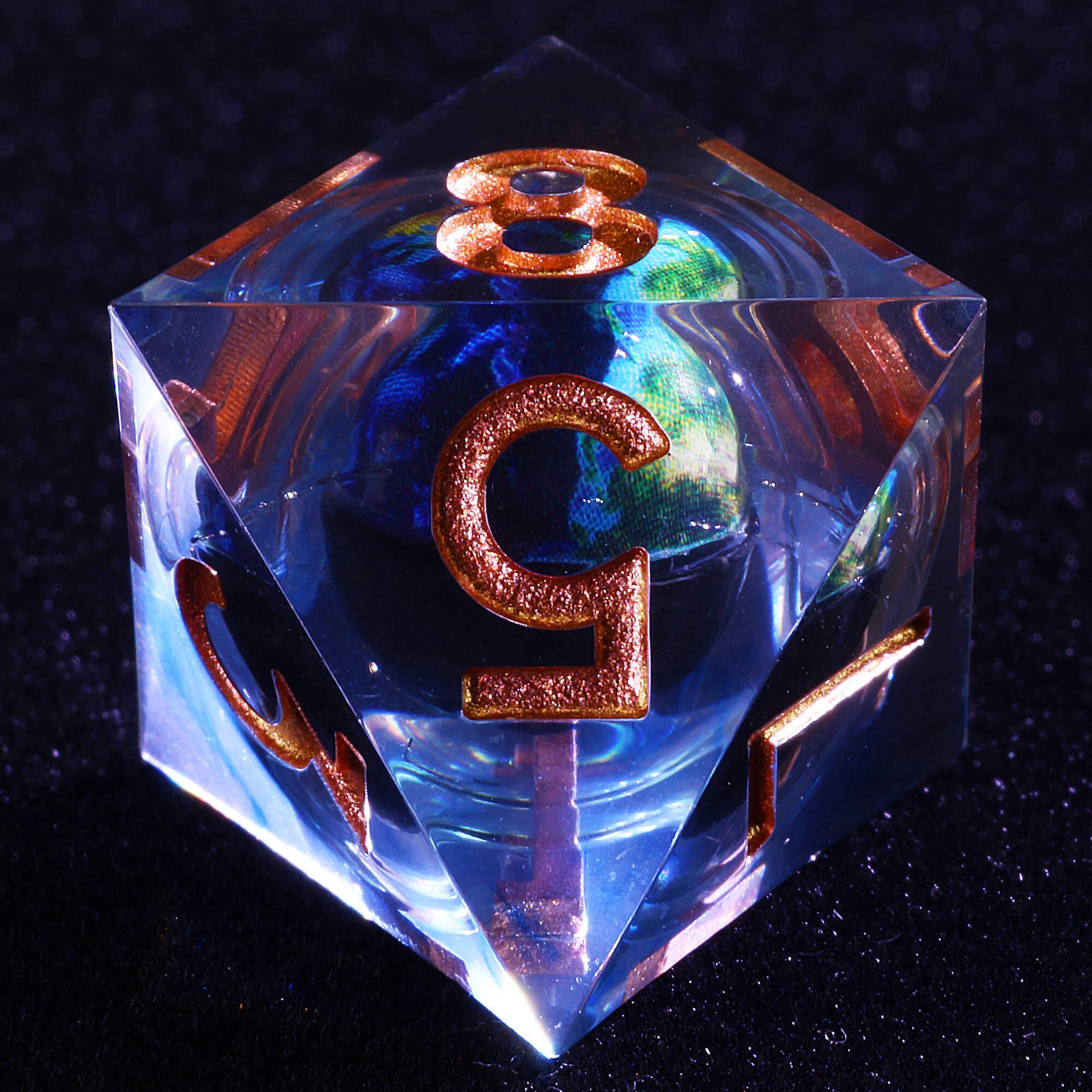 Polyhedral Cool Liquid Core DnD Set of Dice Globe