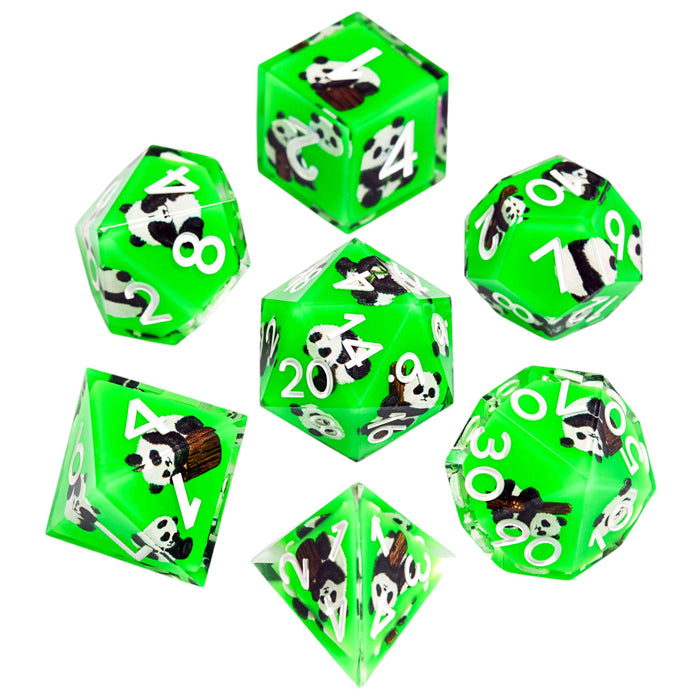 Polyhedral RPG Cool DnD Dice Sets - Green Panda | Dice of Dragons