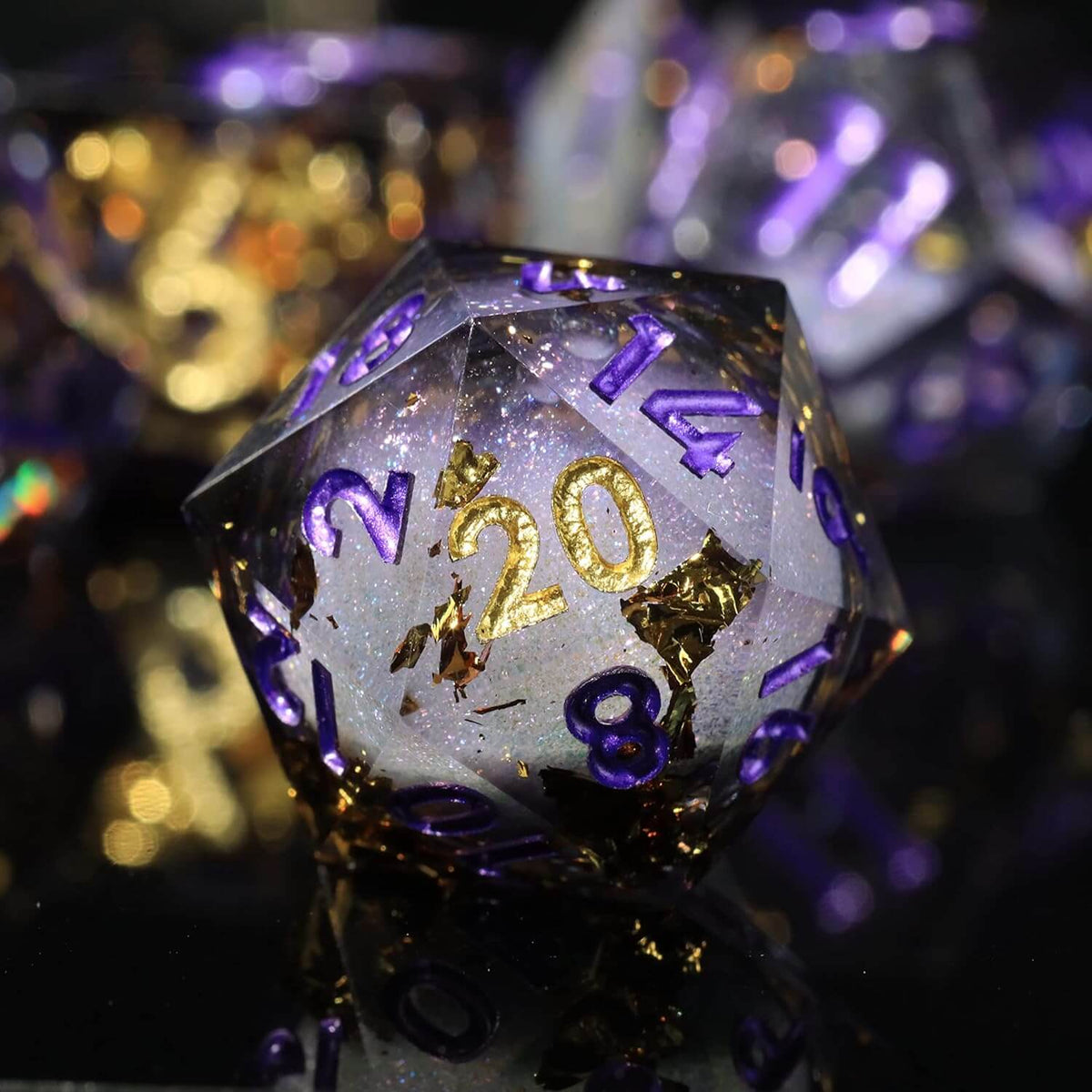 Polyhedral 7 Liquid Core Dice Set D&D - Lavender | Dice of Dragons