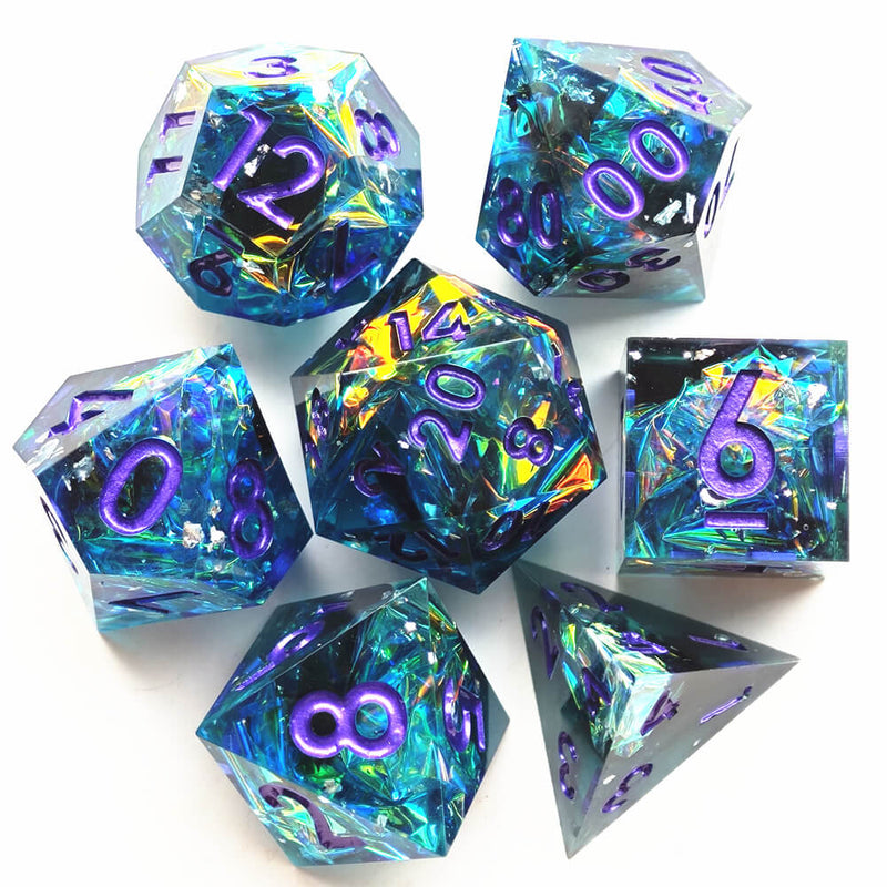 Sapphire Polyhedral Resin D&D Dice Set 7 Pieces | Dice of Dragons