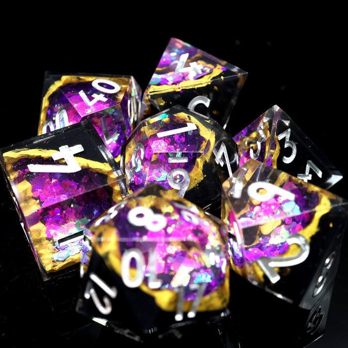 Purple Geode DND Dice Set 7 Pieces | Dice of Dragons