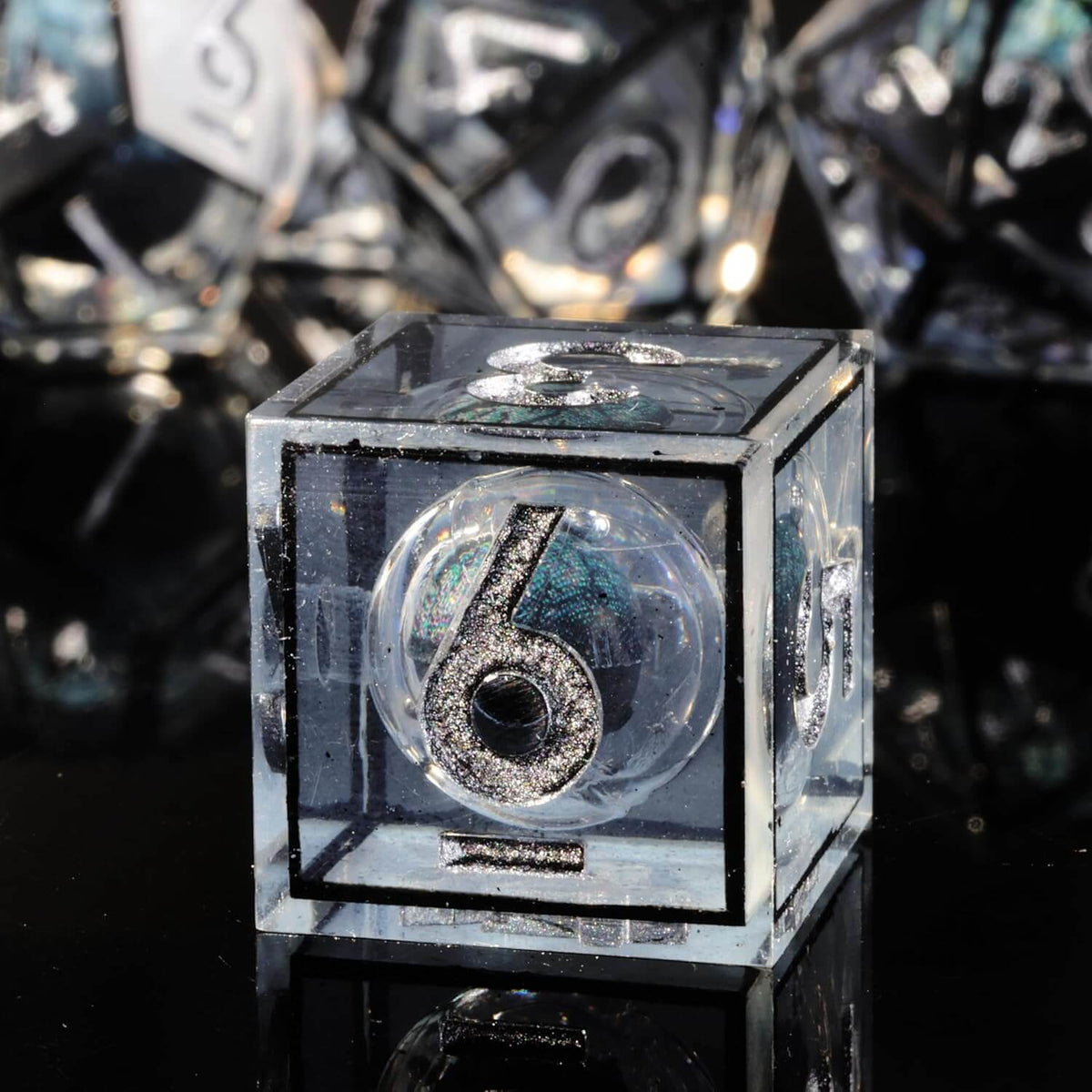 Black Liquid Core Dragon Eye D&D Dice Set 7 Pieces | Dice of Dragons
