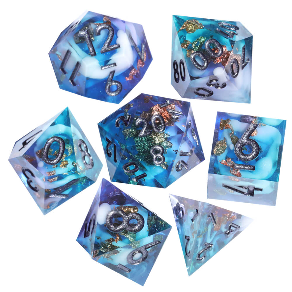 Ice Age Polyhedral Resin D&D Dice Set - 7 Pieces | Dice of Dragons