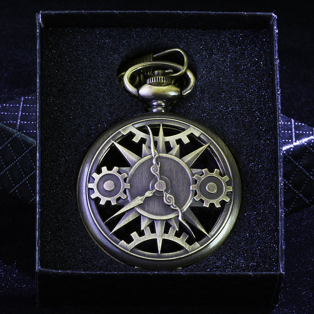 Time Gear Mini Polyhedral Metal DD Dice Set with Pocket Watch Shell Ca