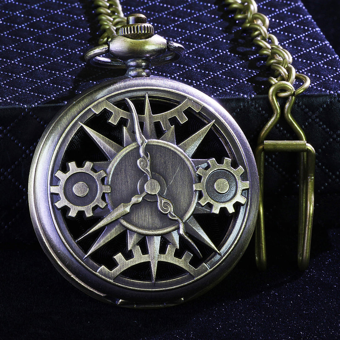 Time Gear Mini Polyhedral Metal DD Dice Set with Pocket Watch Shell Ca